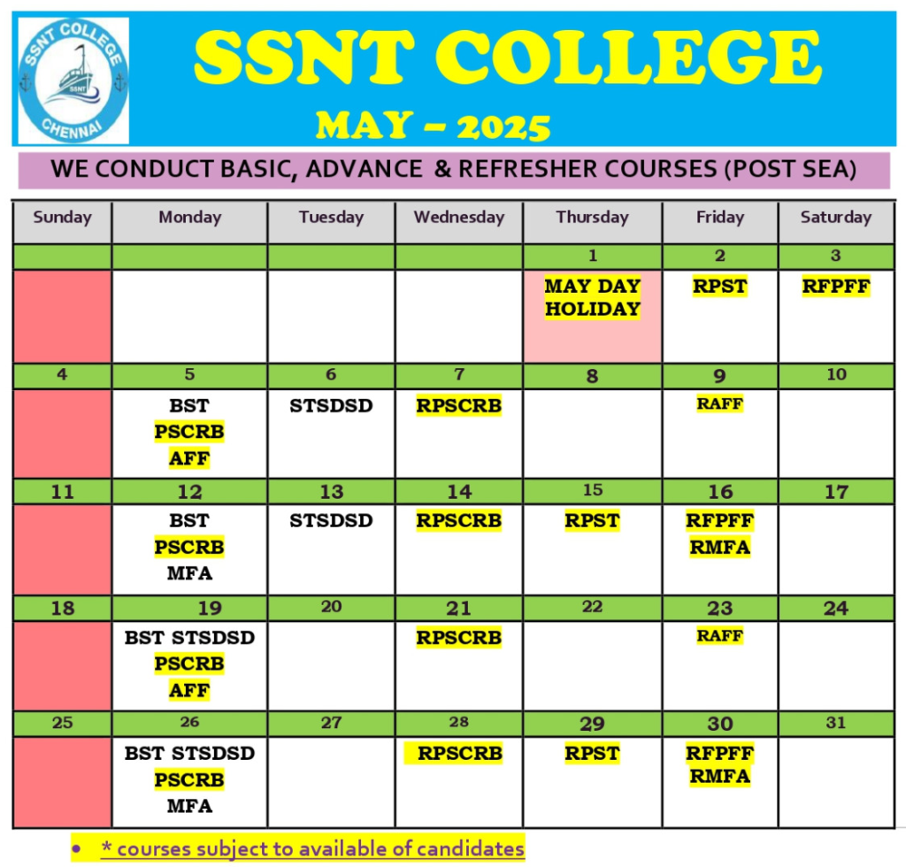 SSNT College Chennai - Marine Courses